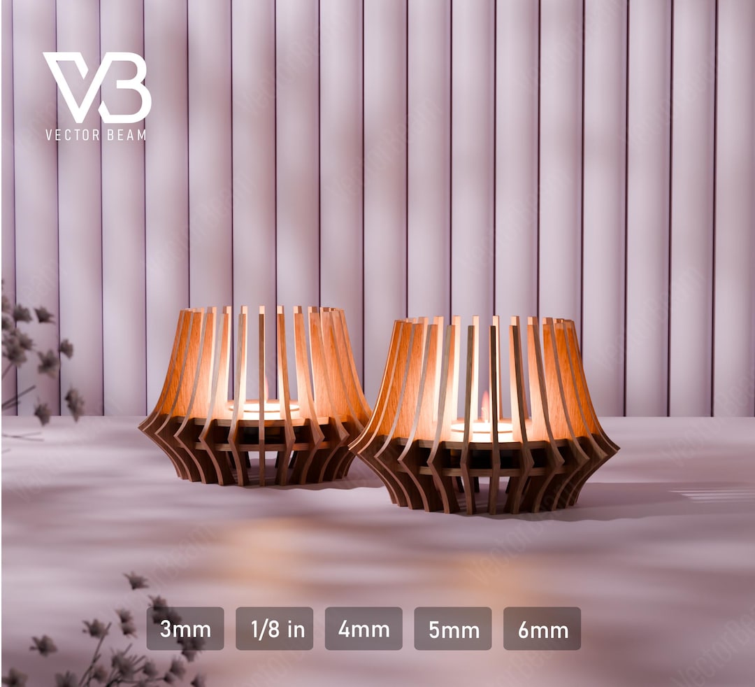 Tealight Candle Holder Bundle Svg Template Glowforge Wooden Candle ...