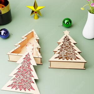 Tree Box Decorative Laser Cutting Wooden Box Ornament Gift Box ...