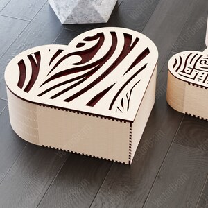 Wooden Heart Box 3 Laser Cut Boxes Gift Wedding Love Box Case Vector ...