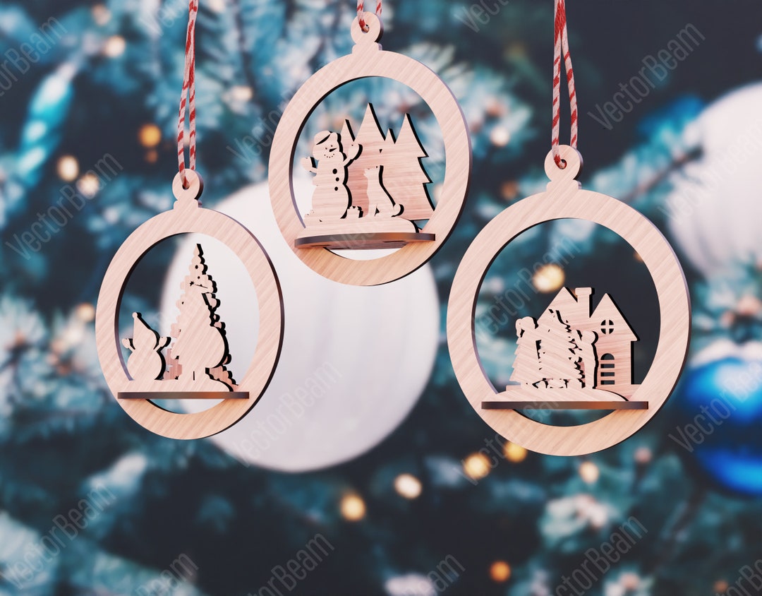Laser Cut Christmas Bauble SVG | 3D Tree Ornament, Wood (digital Files ...