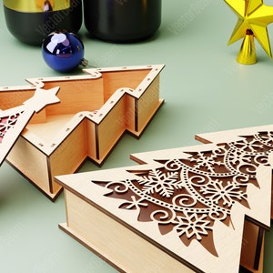 Tree Box Decorative Laser Cutting Wooden Box Ornament Gift Box ...