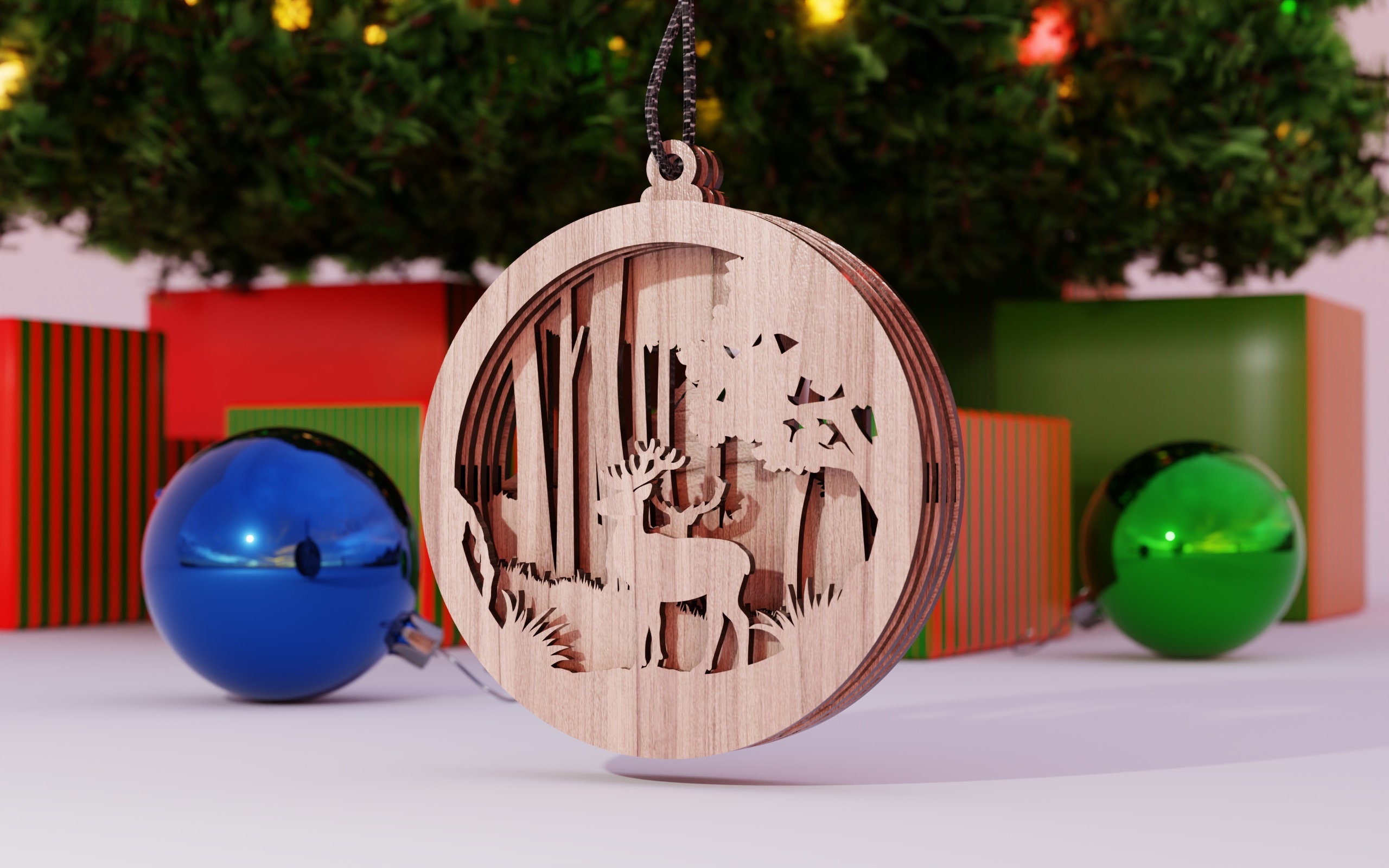 Deer Layered Ornament Round Design Decorations Lasercut Svg - Etsy