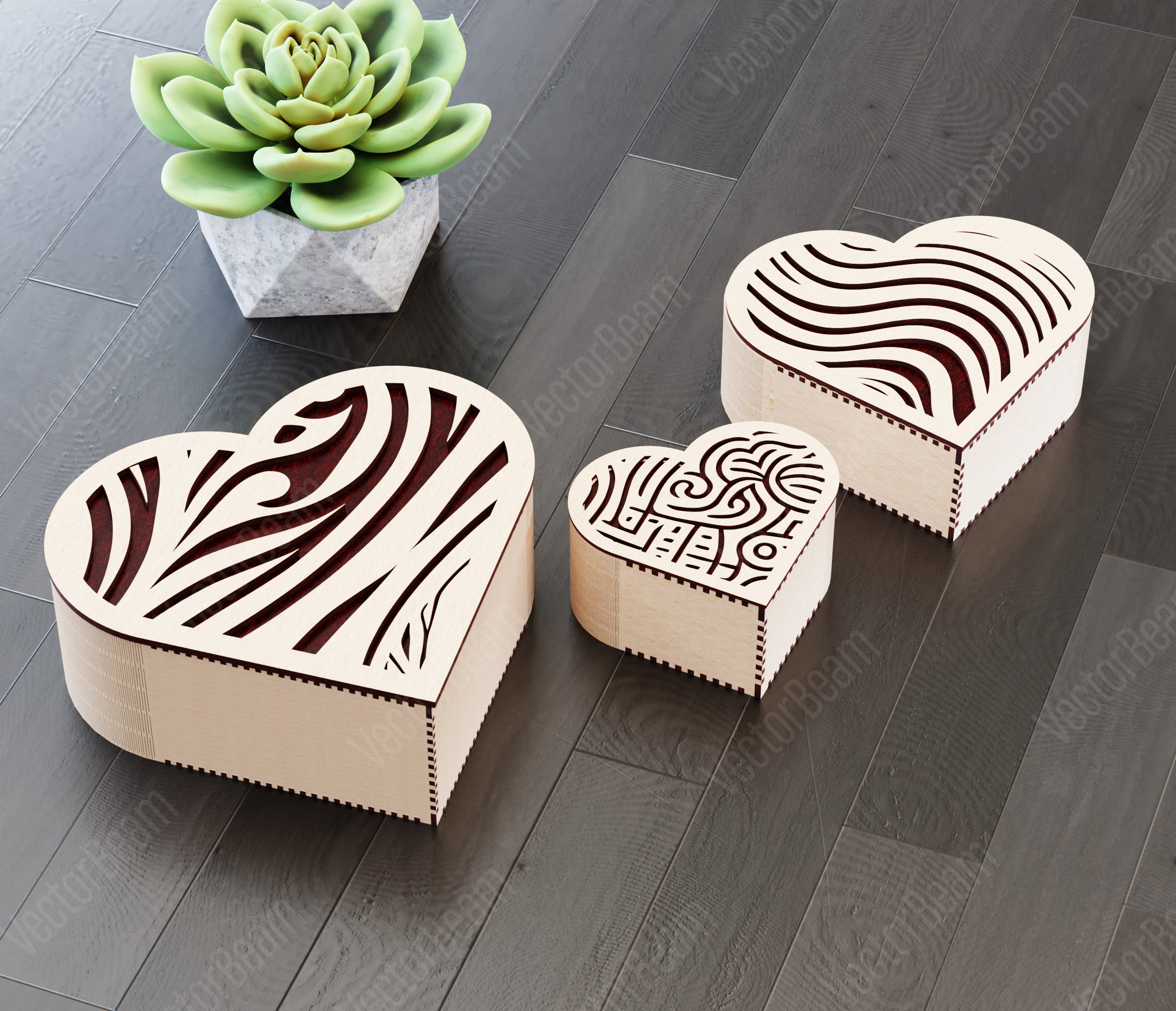 Wooden Heart Box 3 Laser Cut Boxes Gift Wedding Love Box Case - Etsy