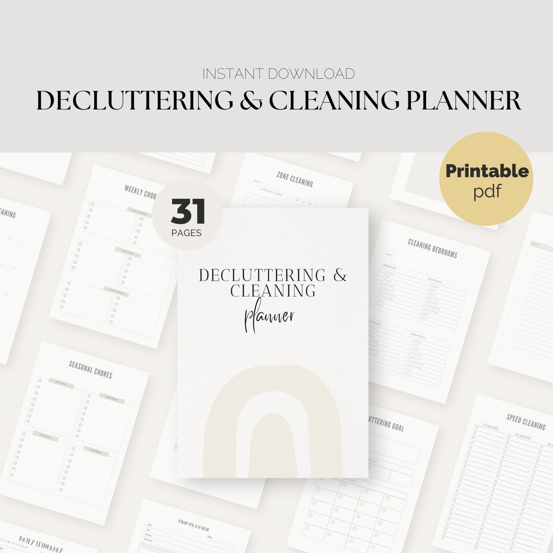 Cleaning Schedule & Decluttering Checklist Printable Template Household ...