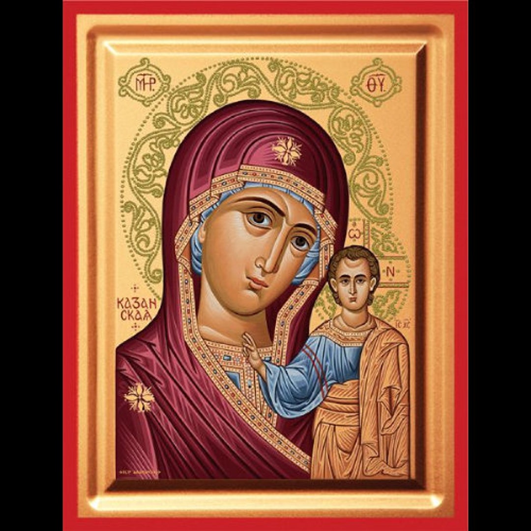Byzantine/screen Print Icon/panagia Kazan/miraculous Icon of Panagia ...