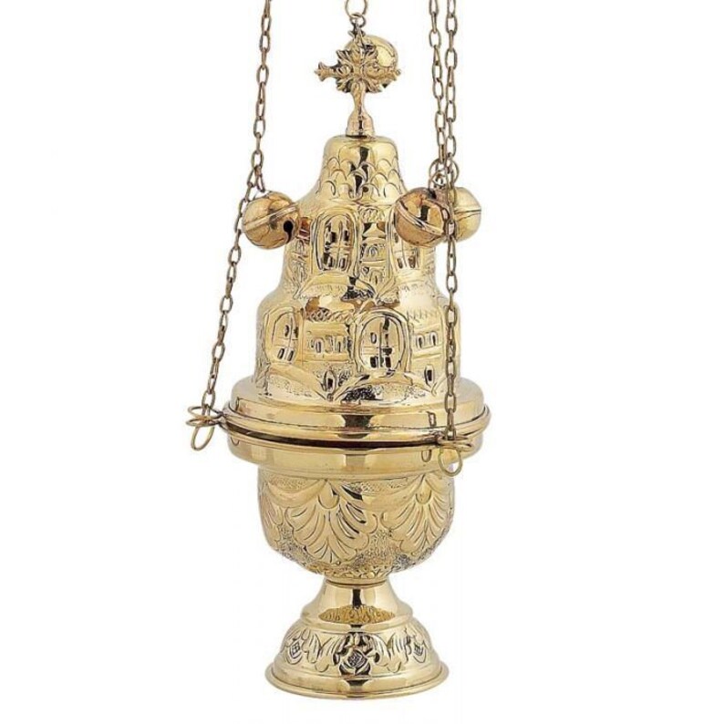 Gold Church Incense Burner With Chains, New Censer, Vessels for Priest ...