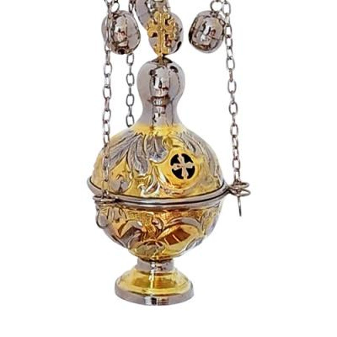 Carved Brass Hanging Incense Burner - Encensoir Suspendu Fait Main En ...