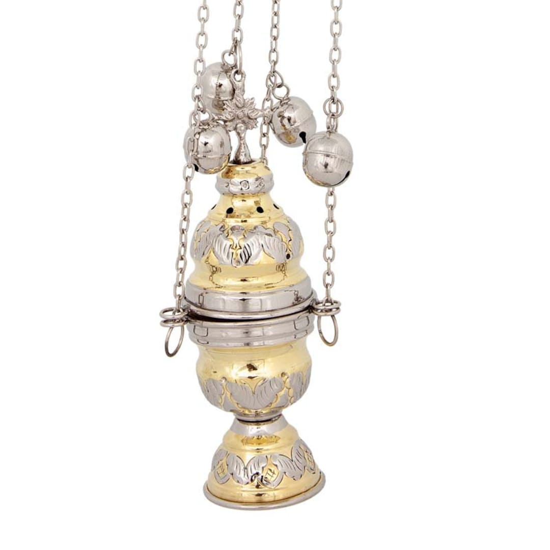 Carved Silver Hanging Incense Burner -handmade Brass Hanging Censer ...