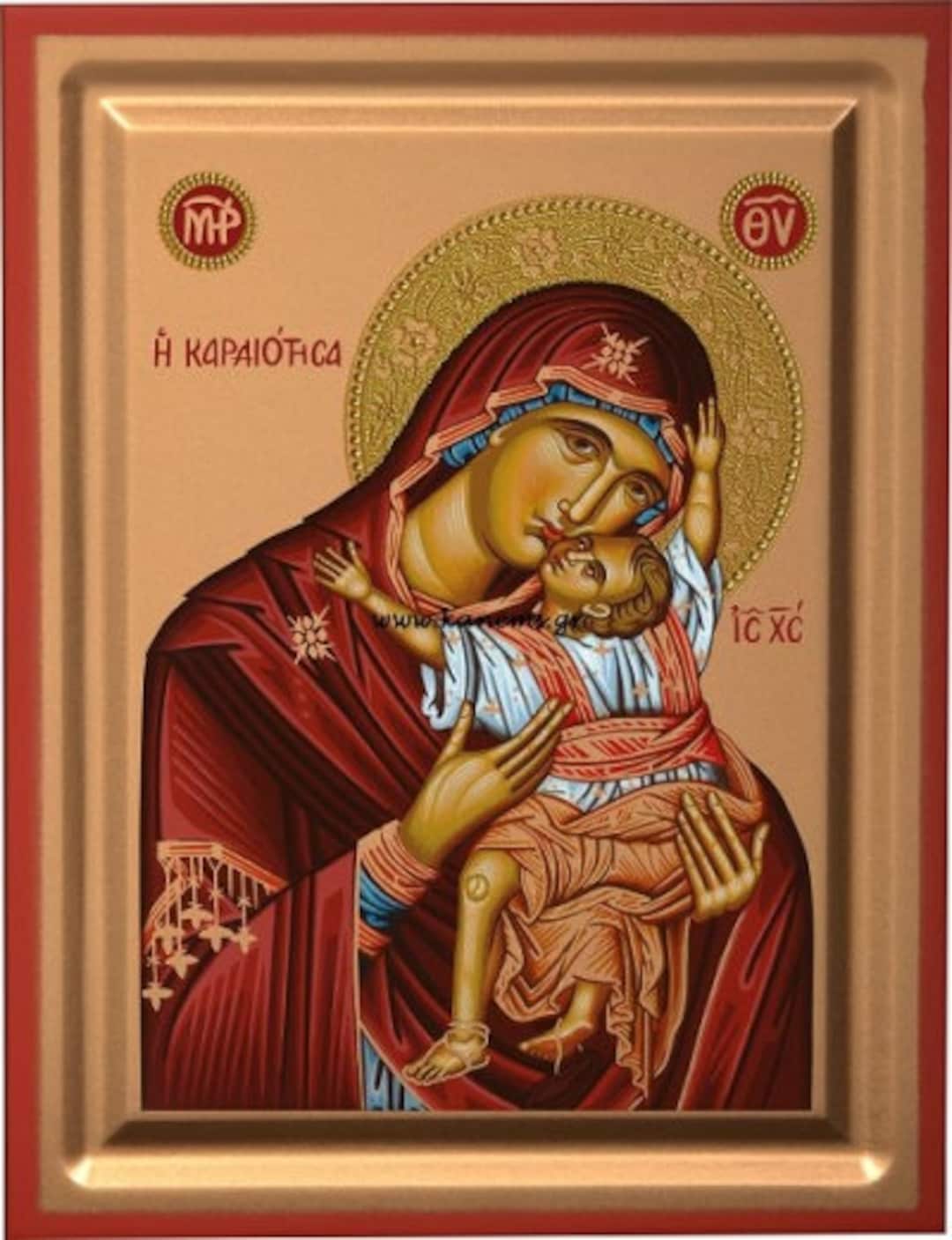 Byzantine/screen Print Icon/panagia Kardiotissa/miraculous Icon of ...