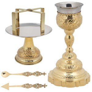 Brass Chalice Set - Gold Plated Bicolor Set - Communion Chalice - Brass ...