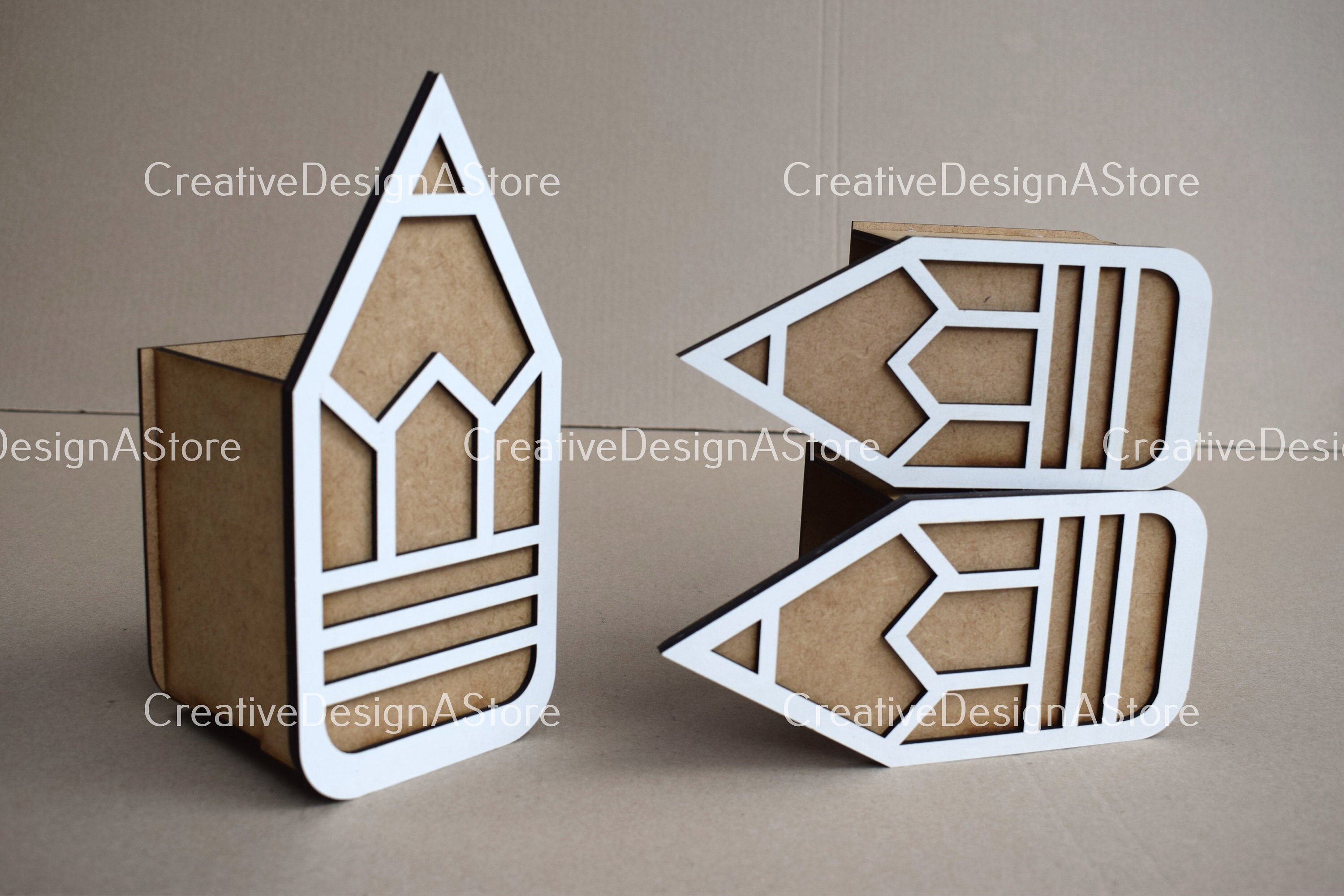 Pencil Holder Laser Cut File SVG Template DXF With 1 Design in 3 Sizes ...