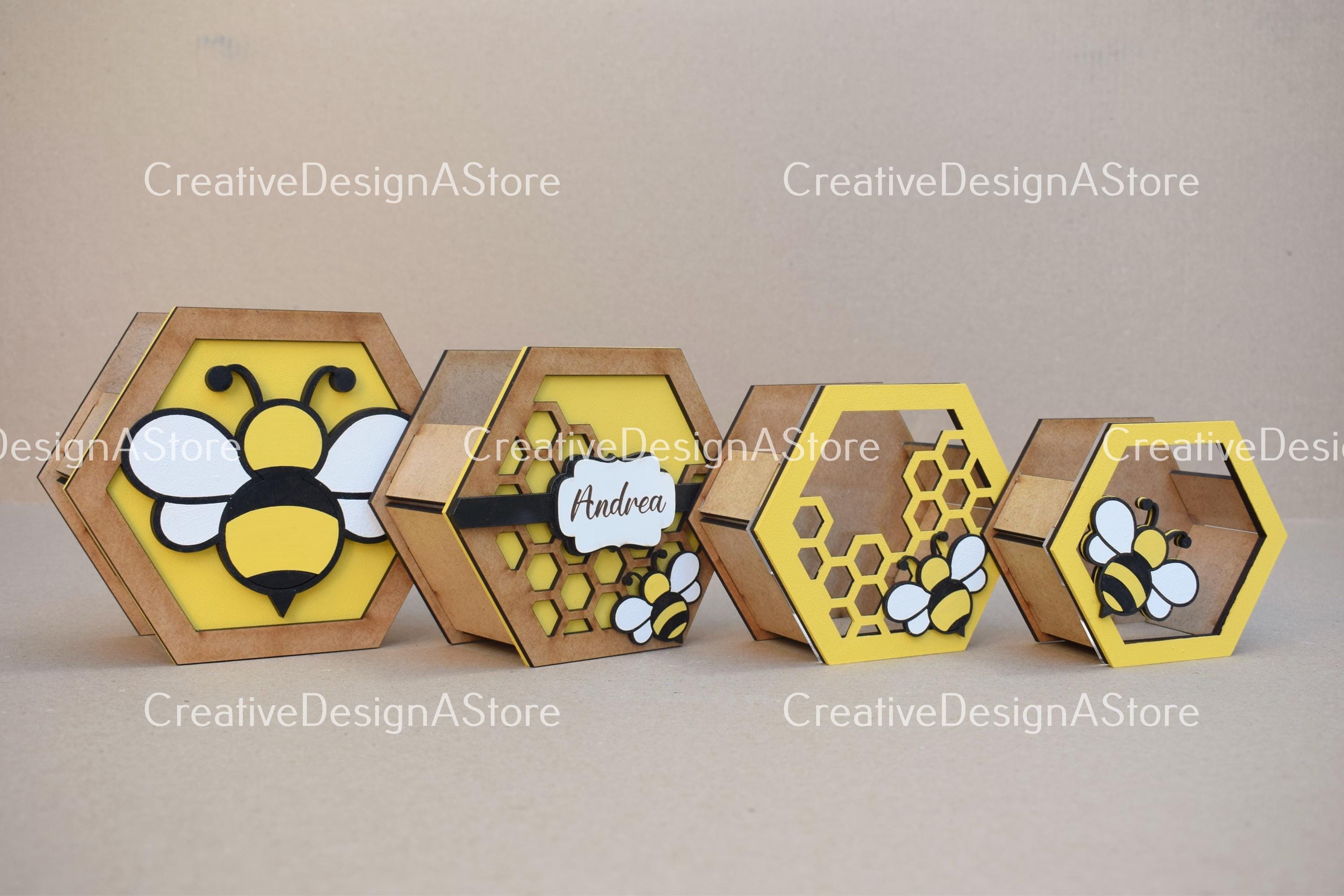 Hexagon Bee Hive Gift Box Laser Cut File Template | With Window Design ...