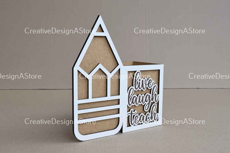 Pencil Holder Laser Cut File SVG Template DXF With 3 Designs in 3 Sizes ...