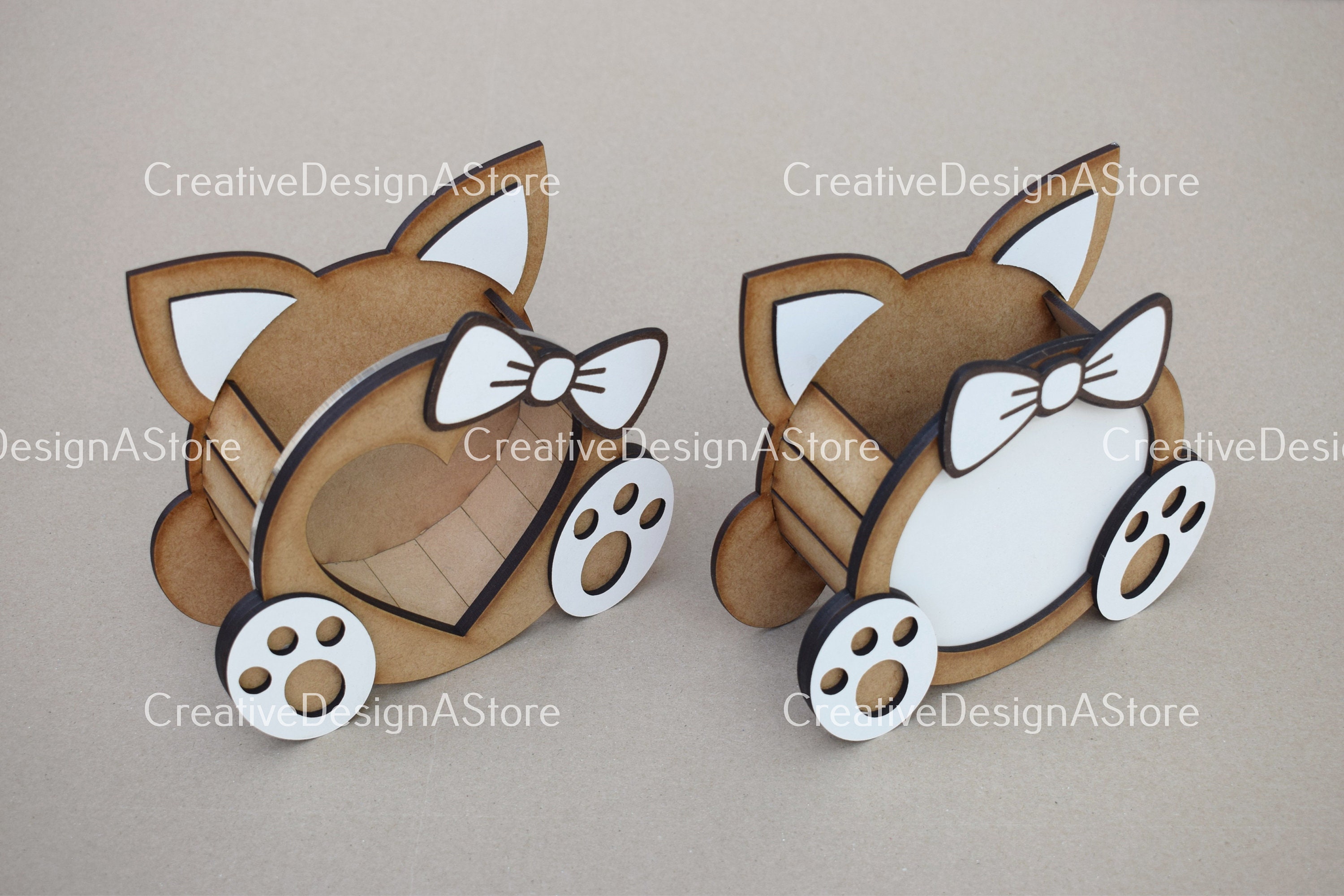 Cat Gift Box Laser Cut File Template With Window SVG DXF File With ...