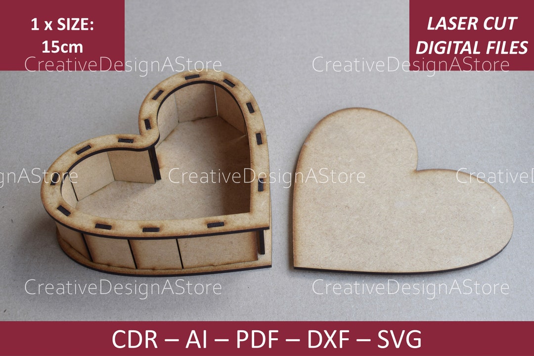 Caja en forma de corazón Archivo digital 15CM Joyería Caja de corte ...