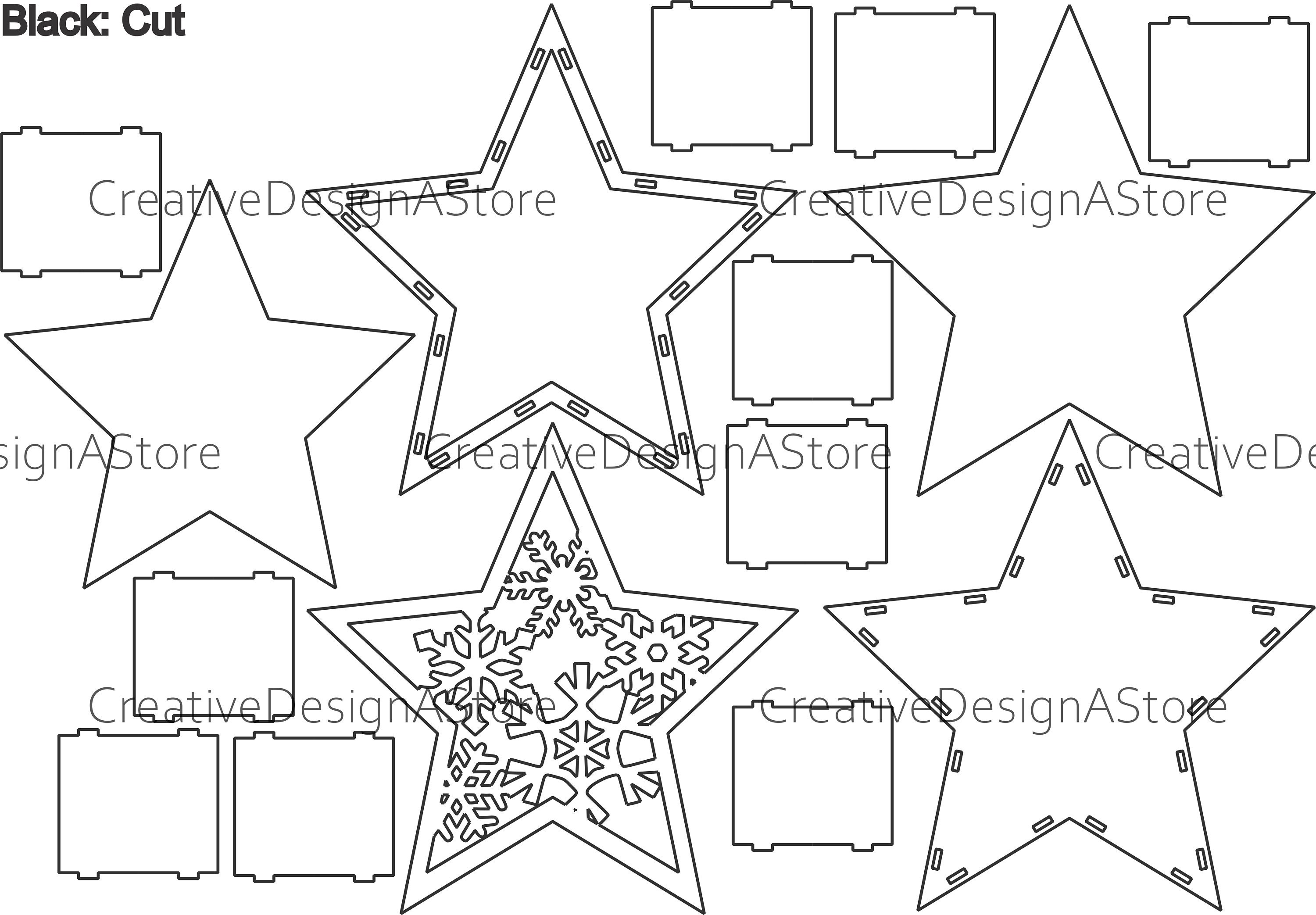 Christmas Star Gift Box Laser File Template SVG File DXF File With ...