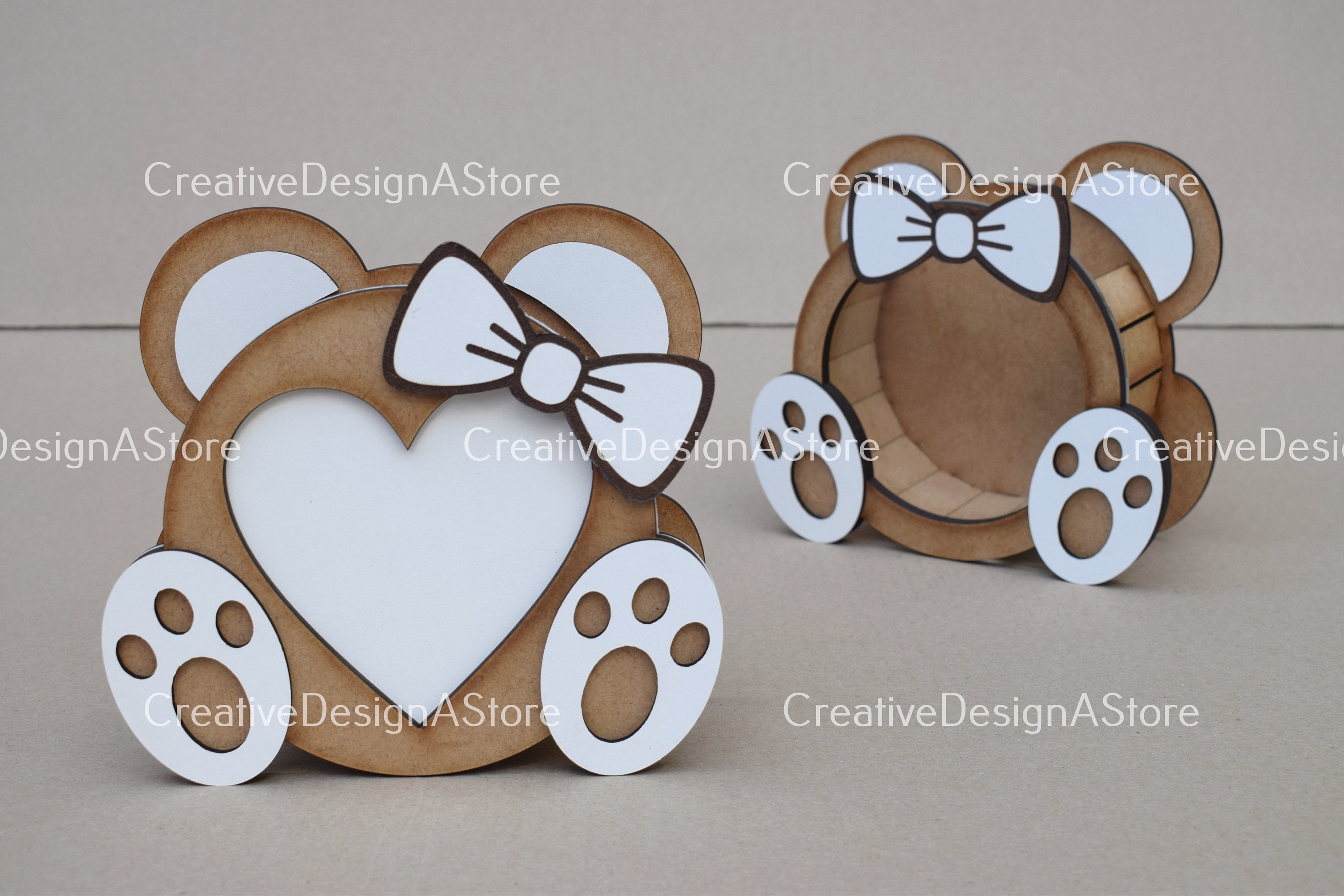 Teddy Gift Box Laser Cut File Template With Window SVG DXF With Heart ...