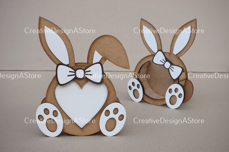 Bunny Gift Box Laser Cut File Template With Window SVG DXF With Heart ...