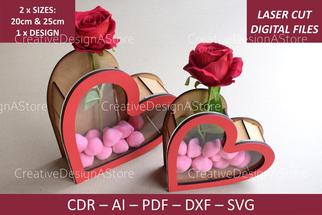 Heart Shaped Standing Gift Box With Opening Digital File Template ...