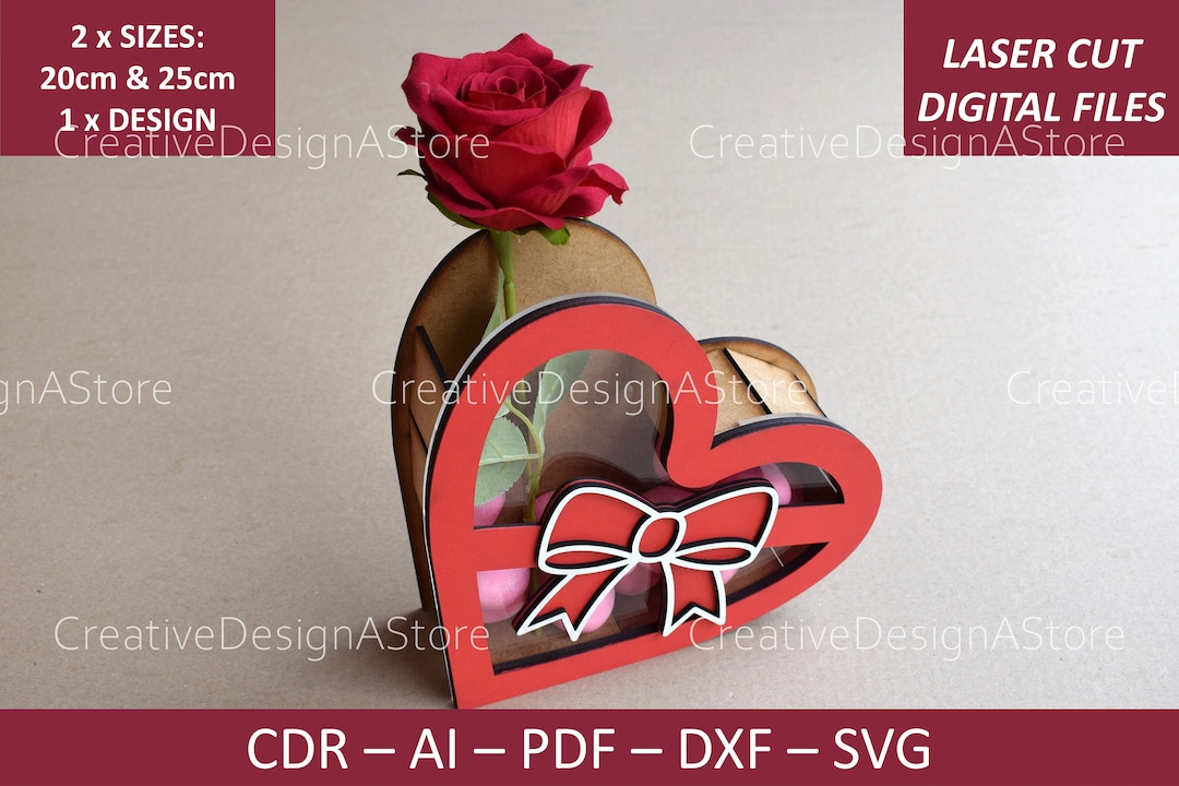 Heart Shaped Standing Gift Box With Opening Digital File Template ...
