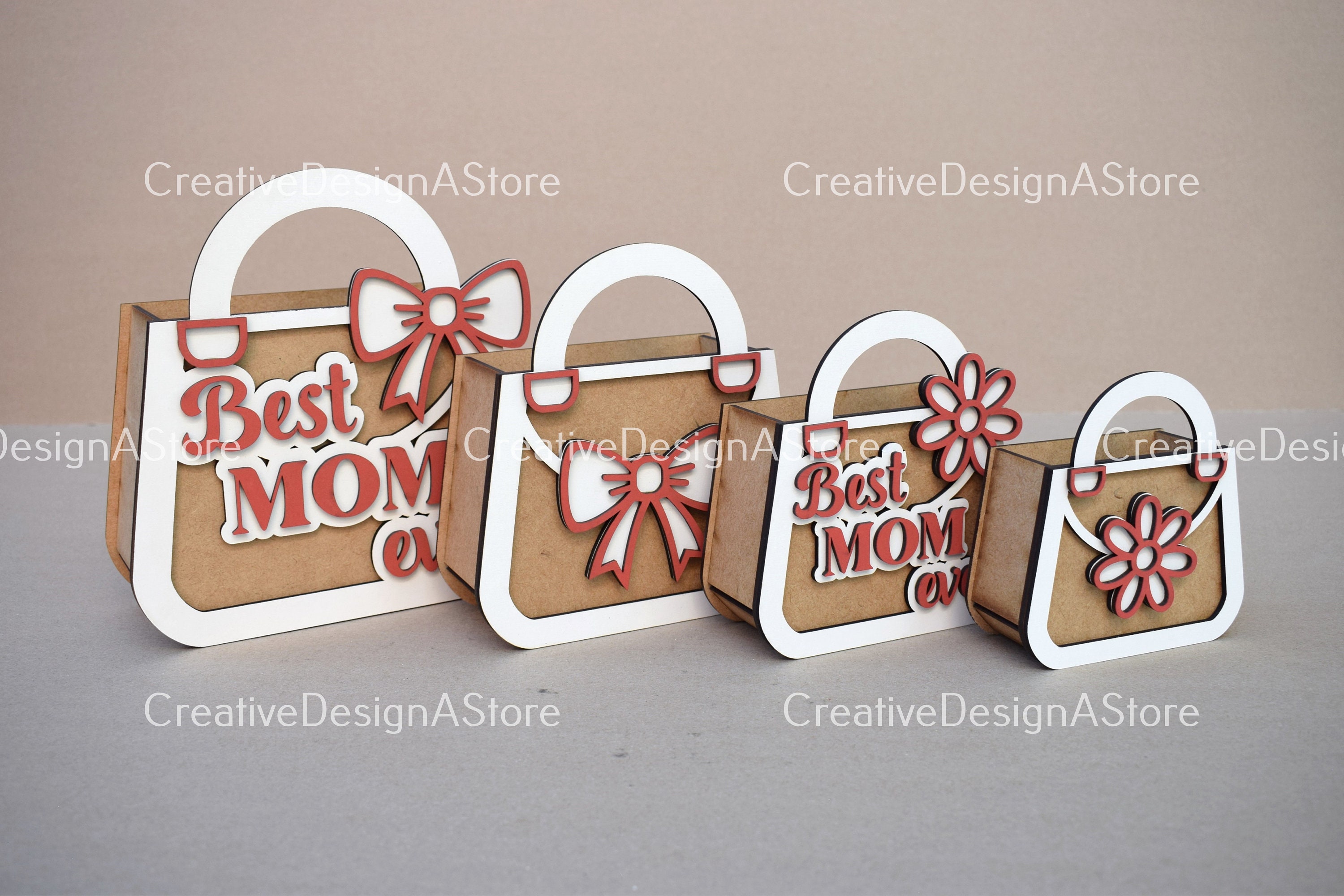 Handbag Gift Box Laser Cut Template DXF File SVG as Birthday Gift or ...