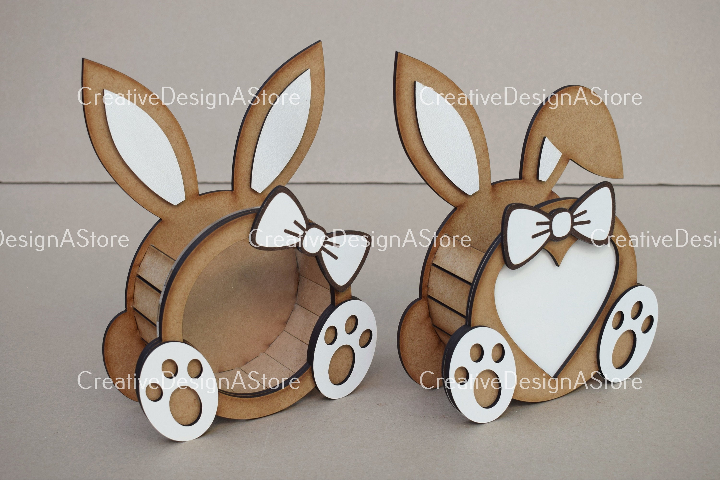 Bunny Gift Box Laser Cut File Template With Window SVG DXF With Heart ...
