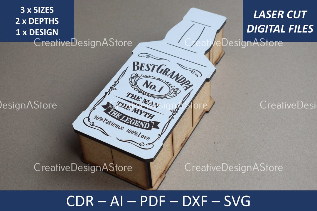 Bottle Shaped Gift Box Laser File Template Fathers Day SVG File and ...