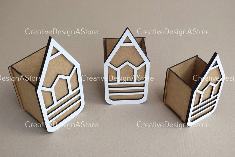 Pencil Holder Laser Cut File SVG Template DXF With 1 Design in 3 Sizes ...