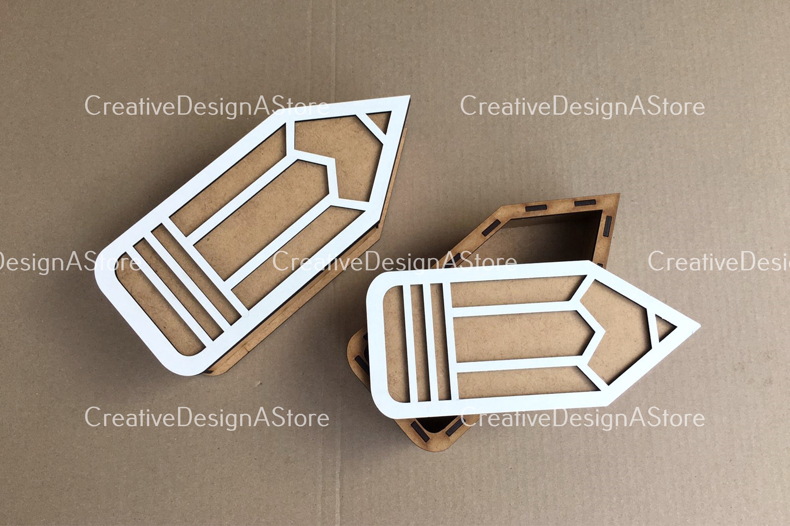 Pencil Box With Lid Laser Cut File SVG Template DXF With 1 Design in 4 ...