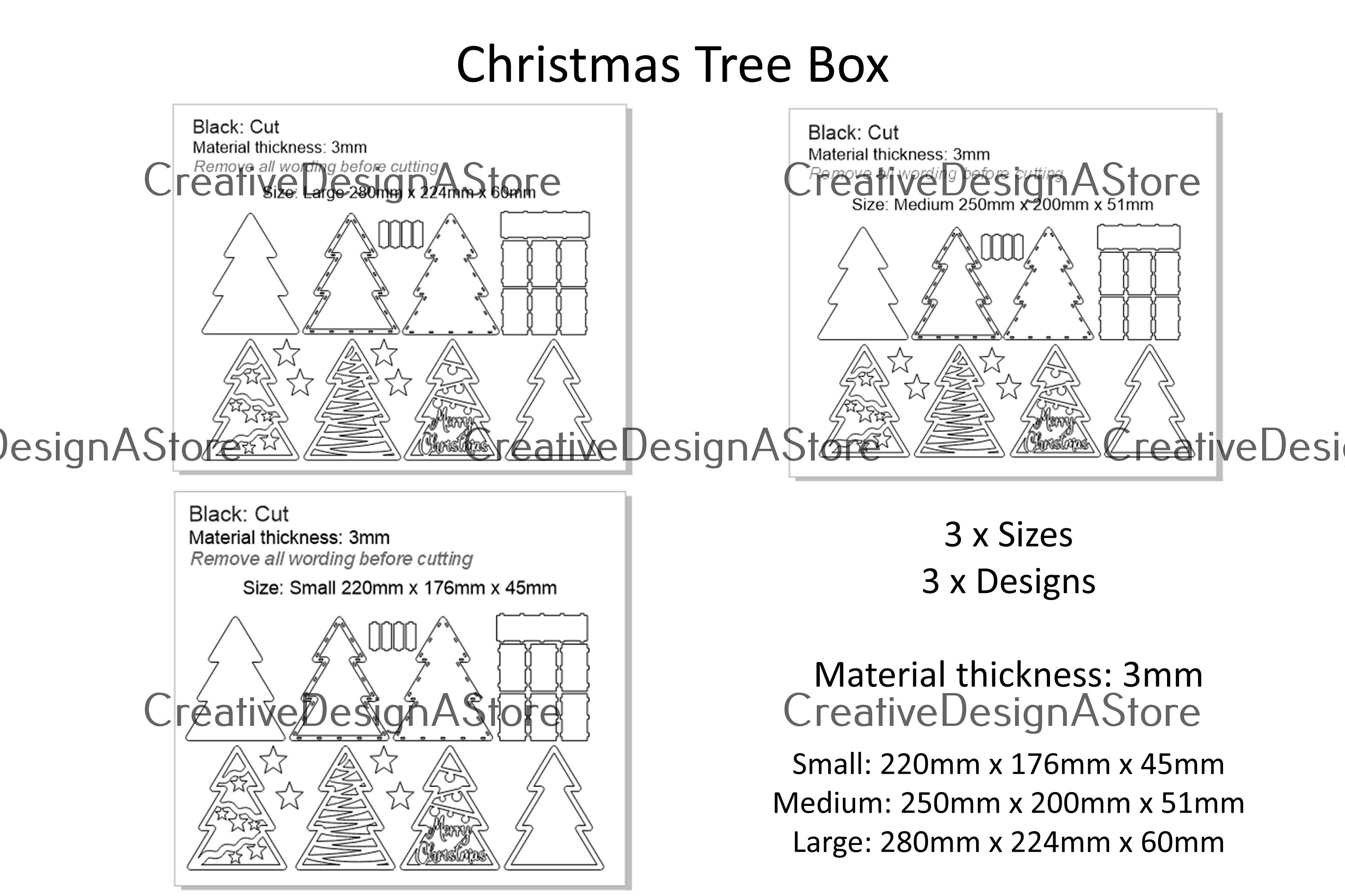 Christmas Tree Gift Box Laser Cut File SVG Template DXF File With 3 ...