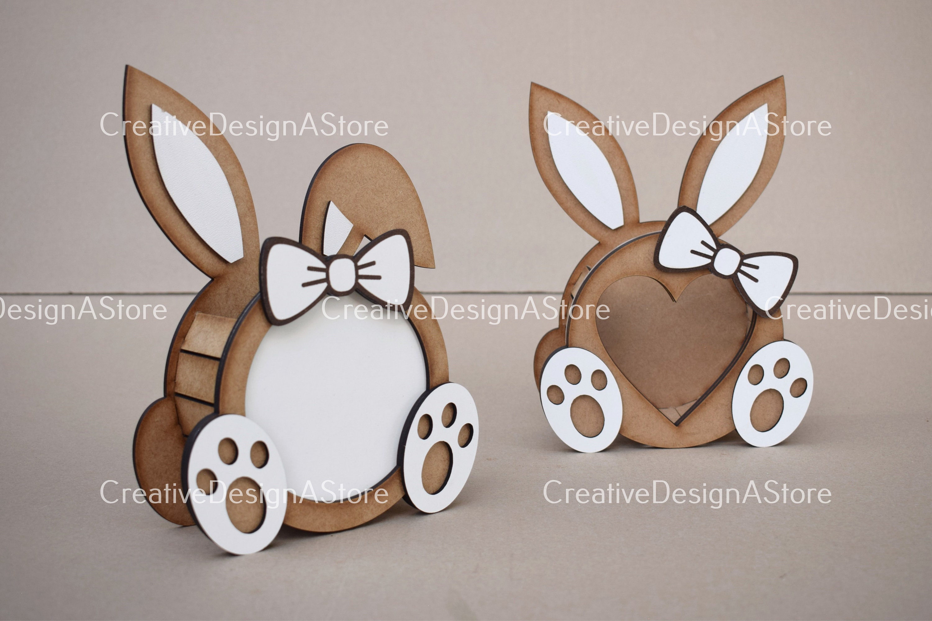 Bunny Gift Box Laser Cut File Template With Window SVG DXF With Heart ...