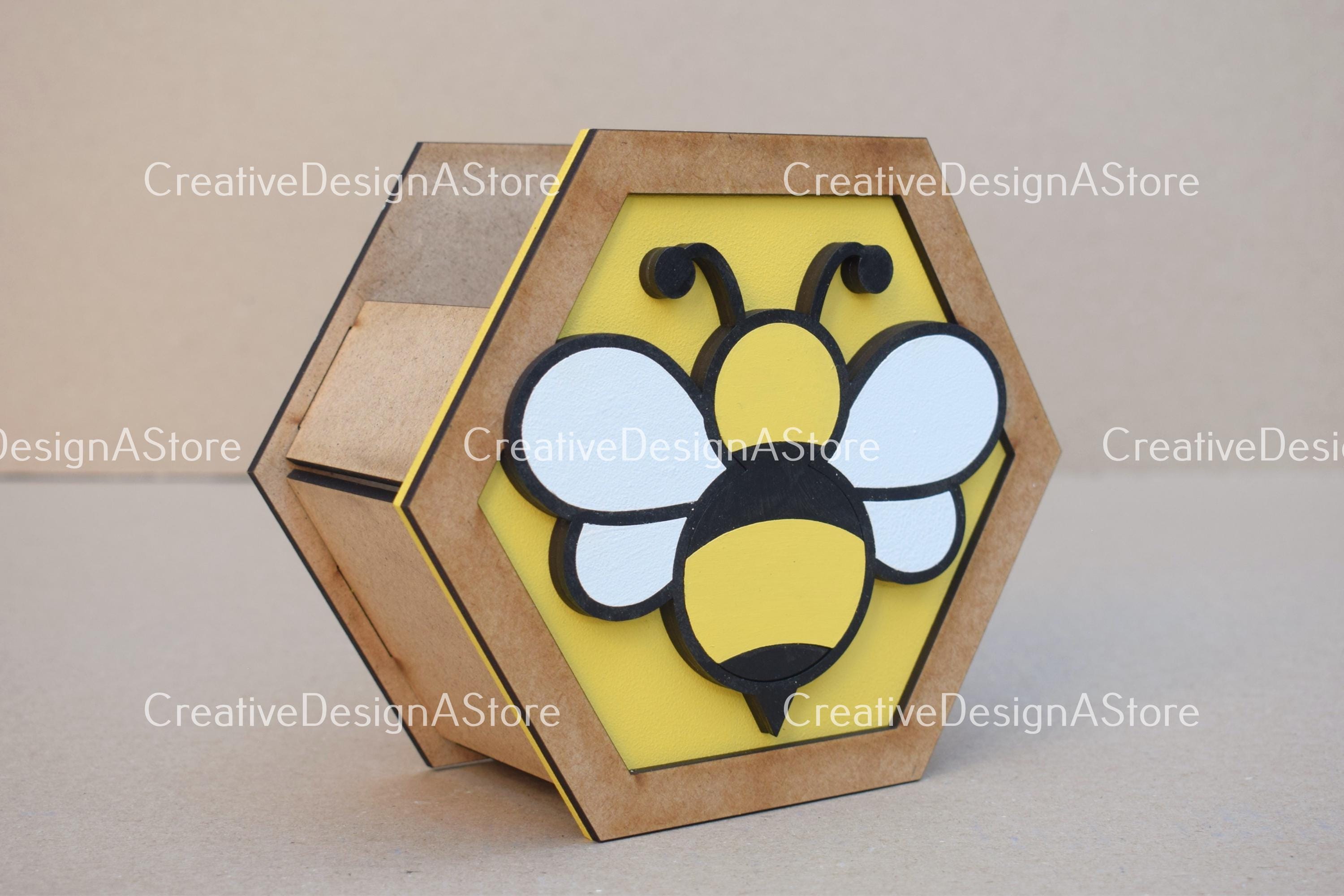 Hexagon Bee Hive Gift Box Laser Cut File Template | With Window Design ...