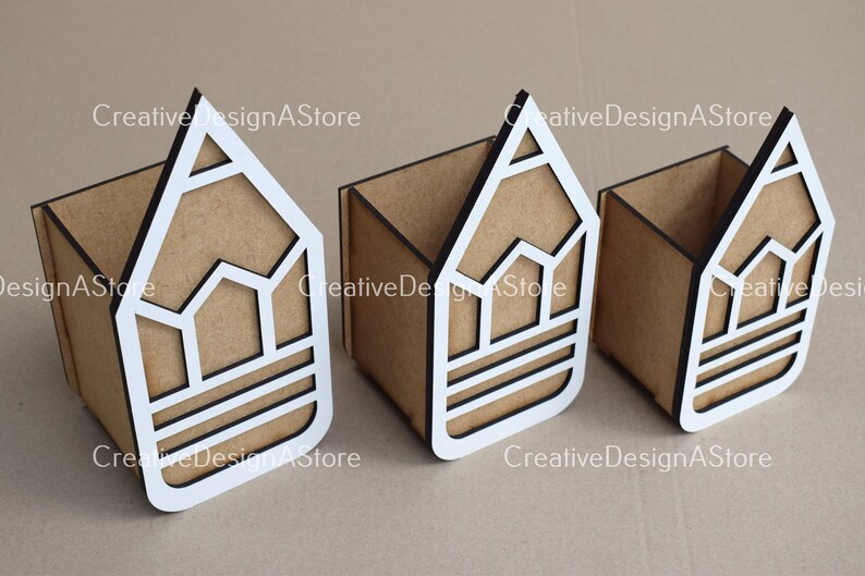 Pencil Holder Laser Cut File SVG Template DXF With 1 Design in 3 Sizes ...
