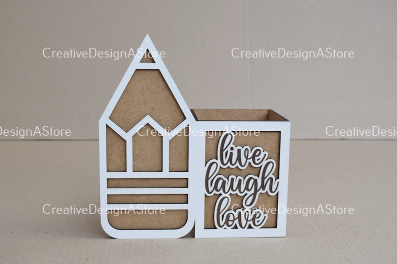 Pencil Holder Laser Cut File SVG Template DXF With 3 Designs in 3 Sizes ...