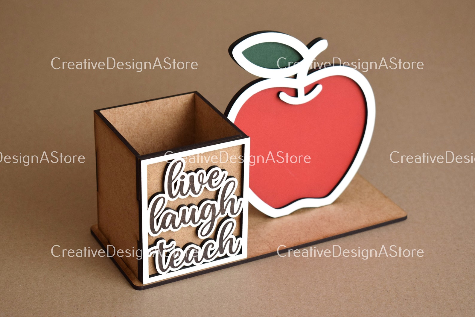 Pencil Holder Box Laser Cut Template DXF File as Teacher or Birthday ...