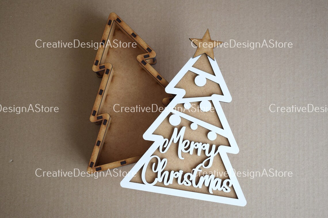 Christmas Tree Gift Box Laser Cut File SVG Template DXF File With 3 ...