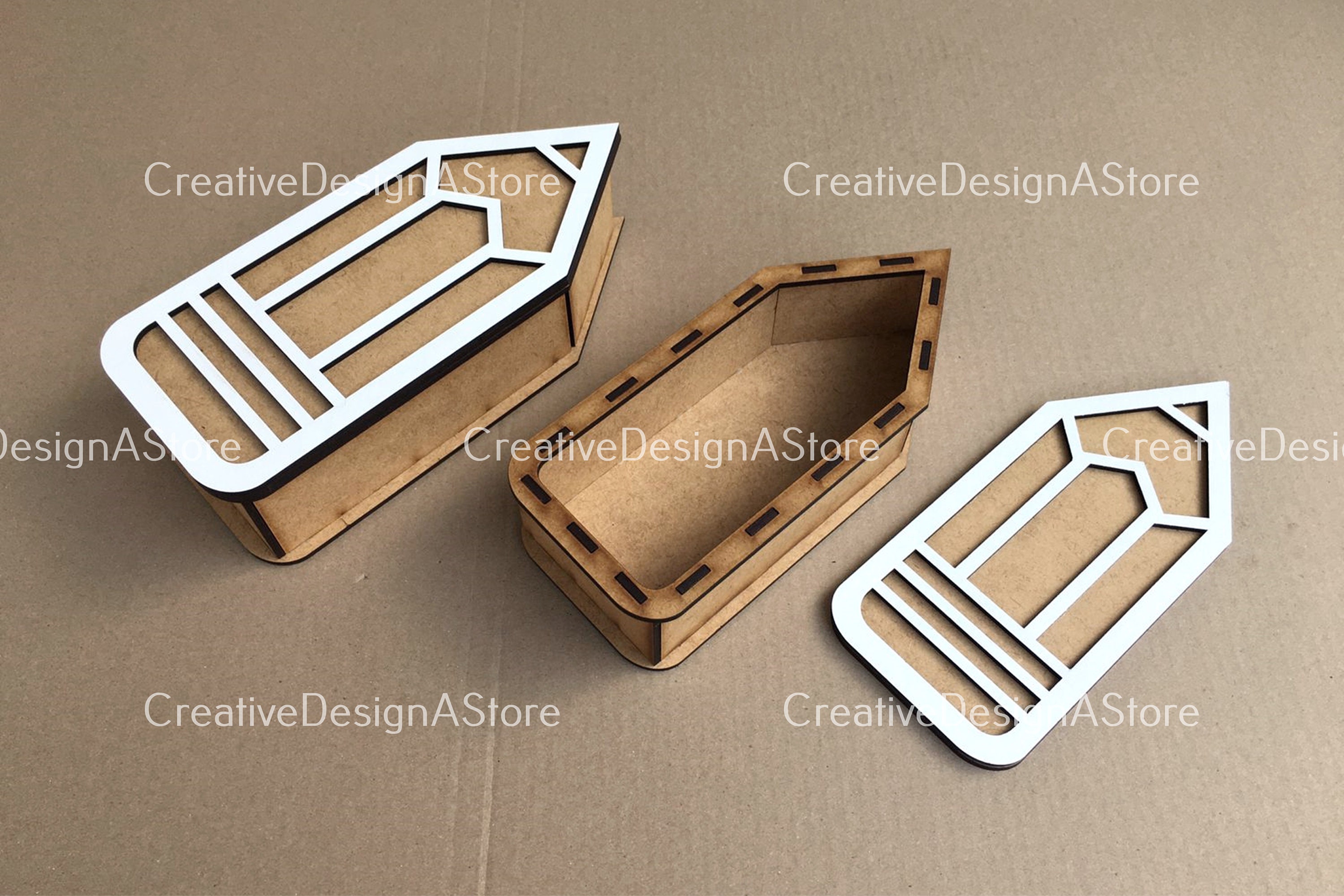 Pencil Box With Lid Laser Cut File SVG Template DXF With 1 Design in 4 ...