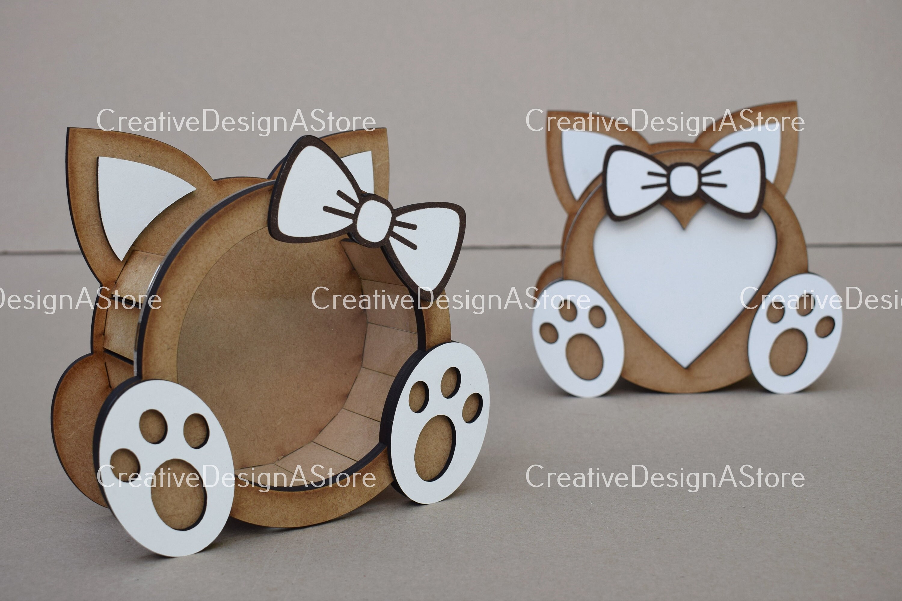 Cat Gift Box Laser Cut File Template With Window SVG DXF File With ...