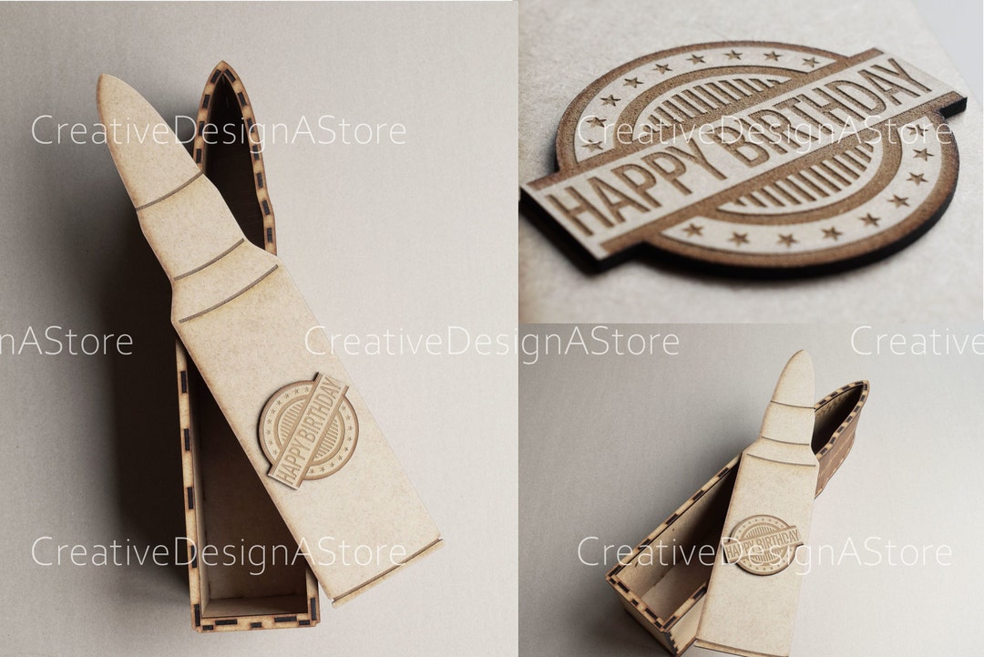 Bullet Gift Box Laser File Template SVG File DXF File With Happy ...