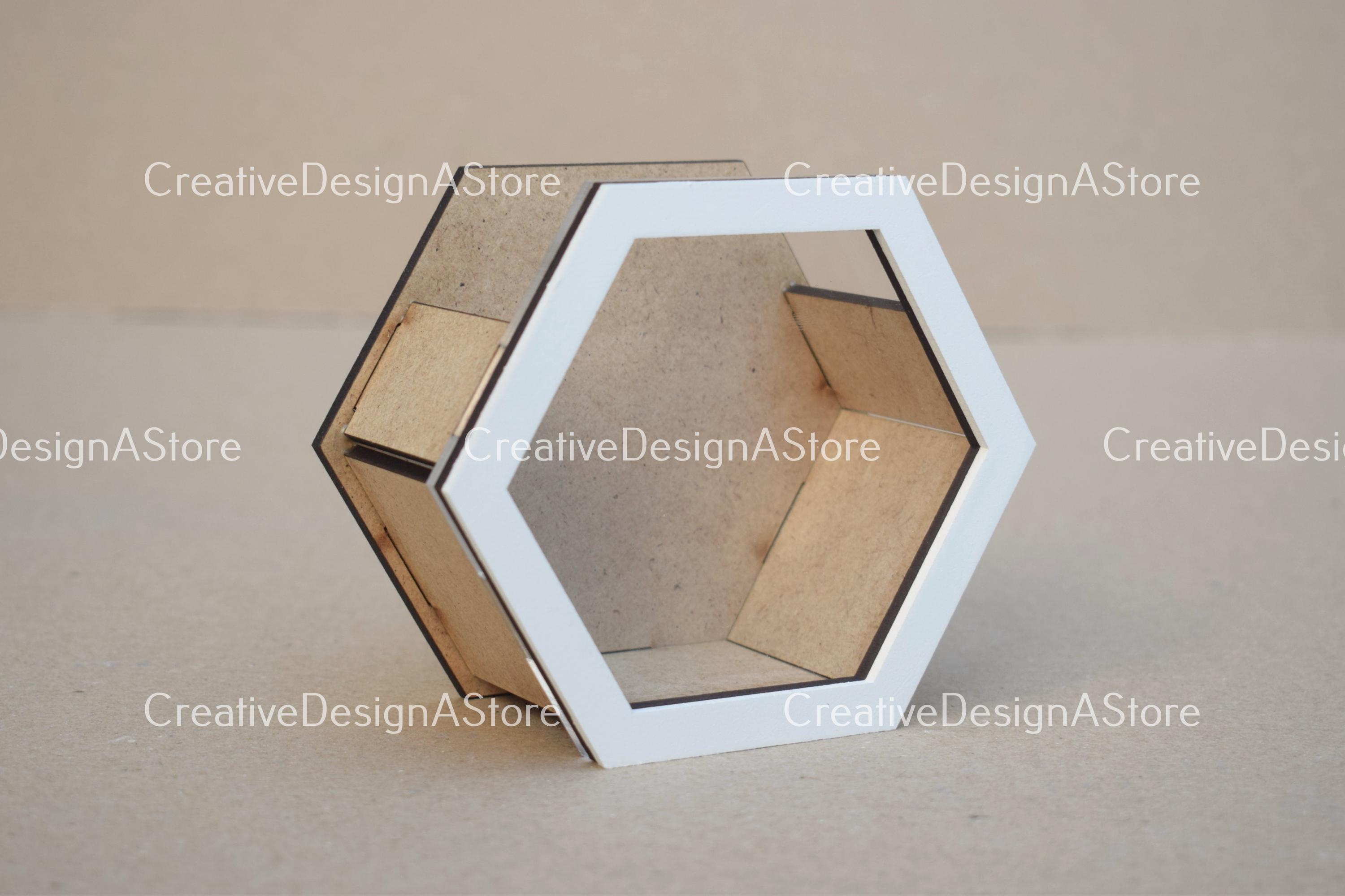 Hexagon Bee Hive Gift Box Laser Cut File Template | With Window Design ...