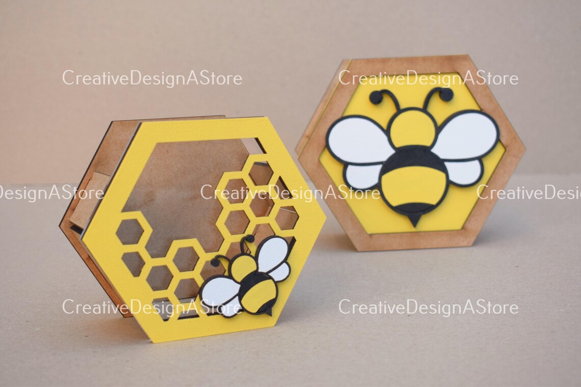 Hexagon Bee Hive Gift Box Laser Cut File Template | With Window Design ...
