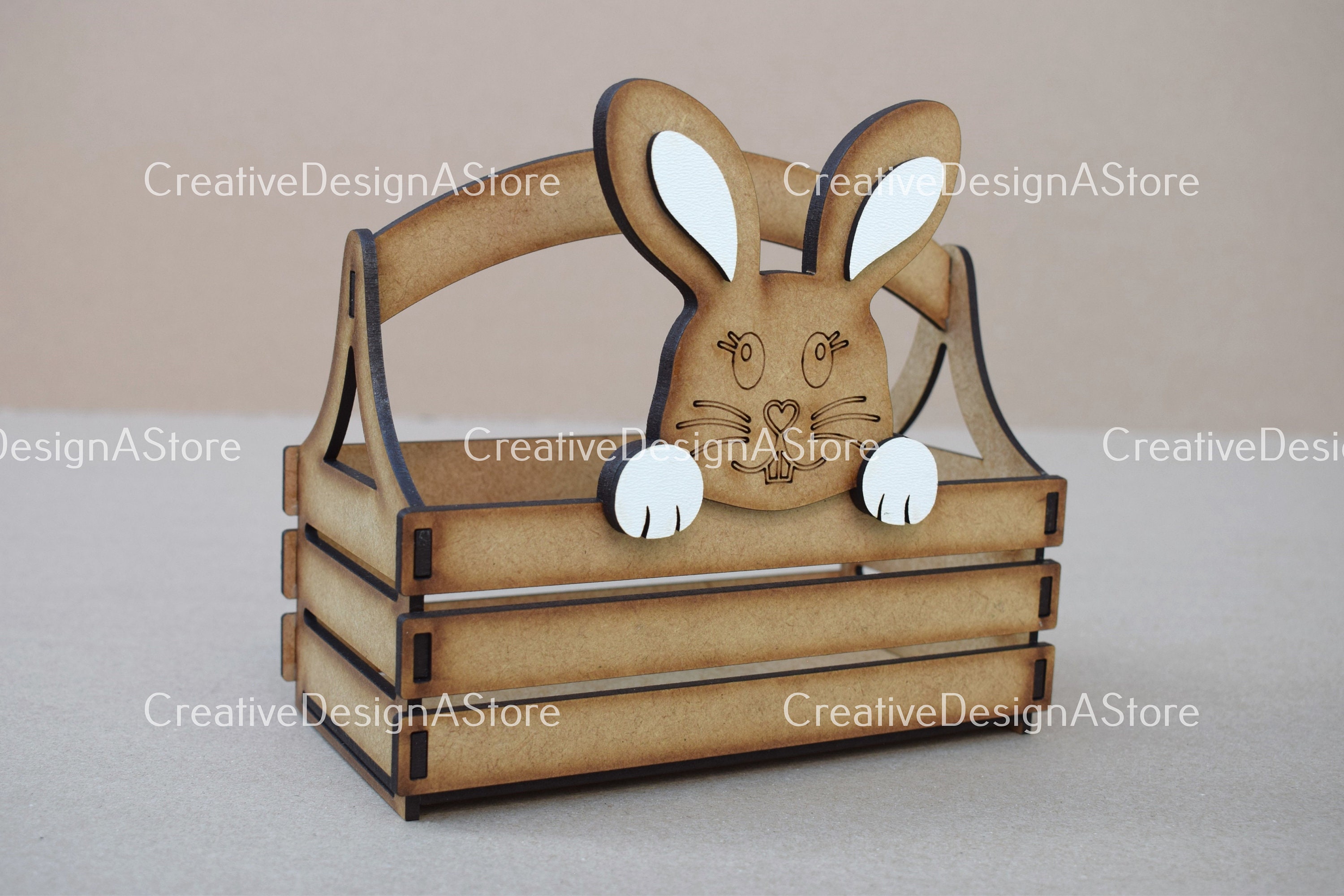 Bunny Basket Gift Box With Bunny Design Laser Cut File Template SVG DXF ...