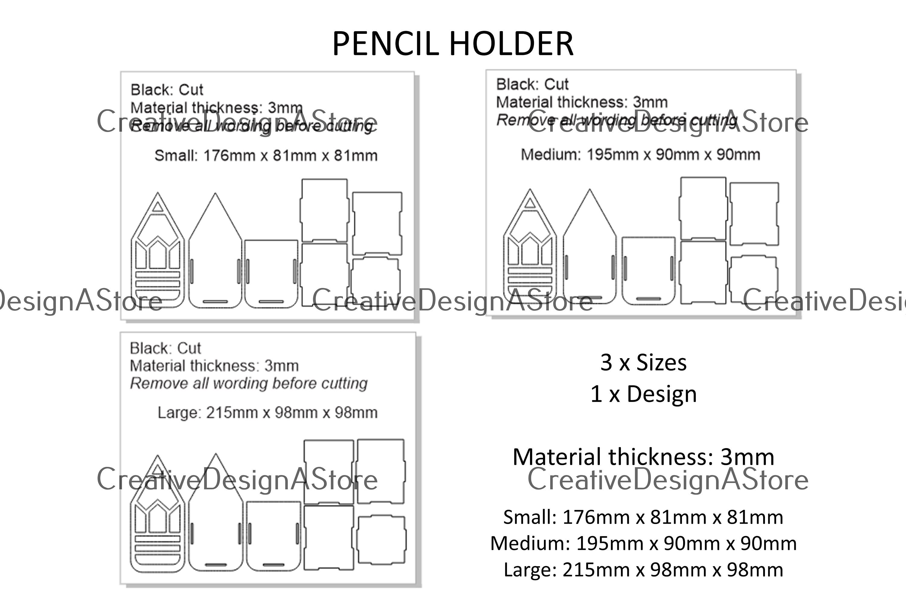 Pencil Holder Laser Cut File SVG Template DXF With 1 Design in 3 Sizes ...