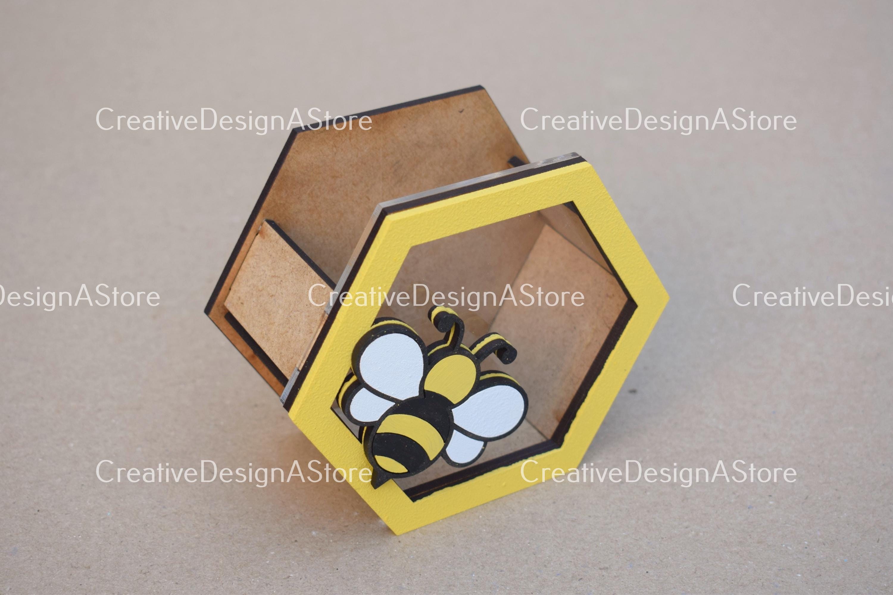 Hexagon Bee Hive Gift Box Laser Cut File Template | With Window Design ...
