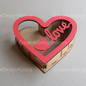 Heart Shaped Standing Gift Box With Opening Digital File Template ...