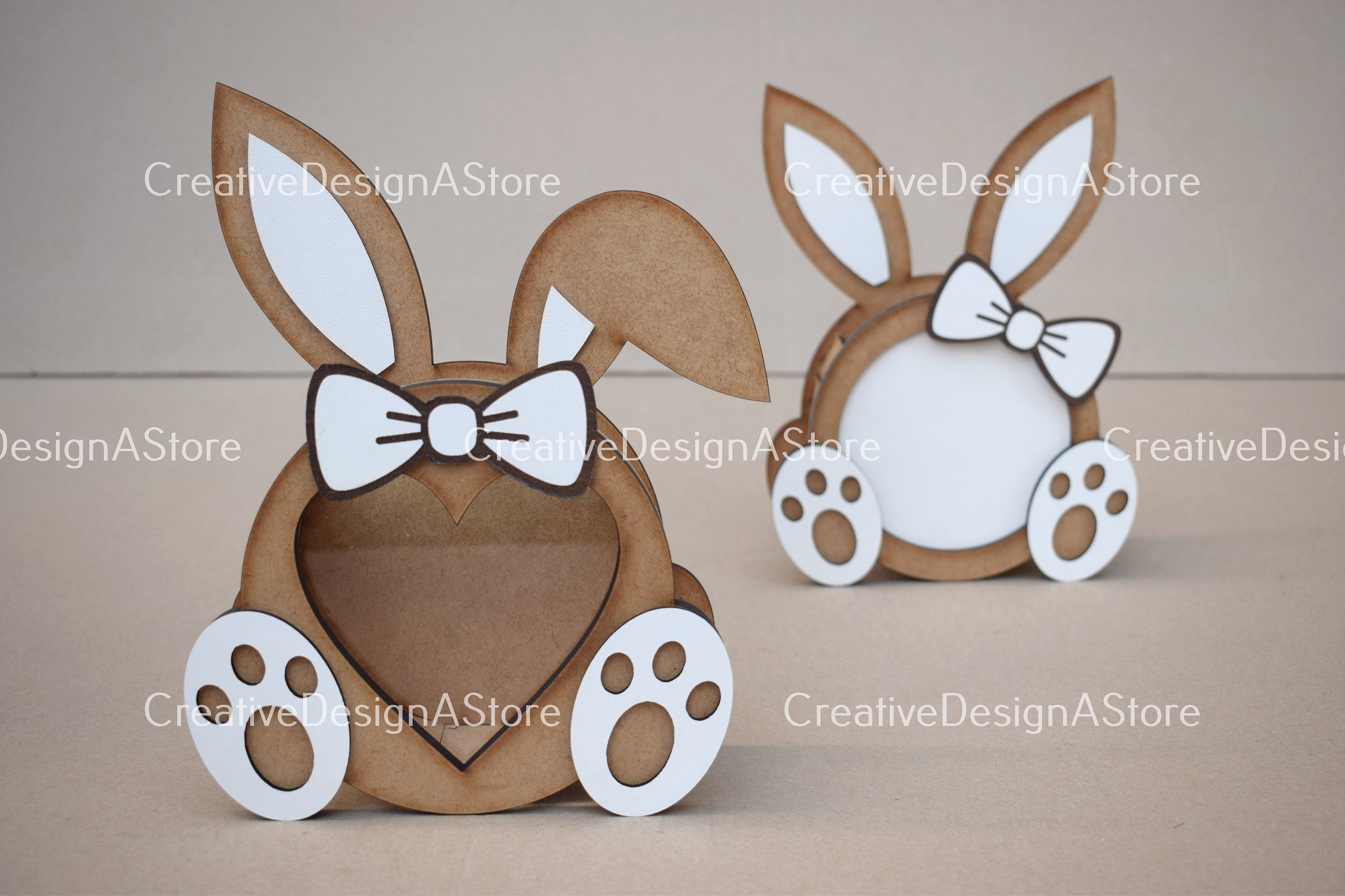 Bunny Gift Box Laser Cut File Template With Window SVG DXF With Heart ...