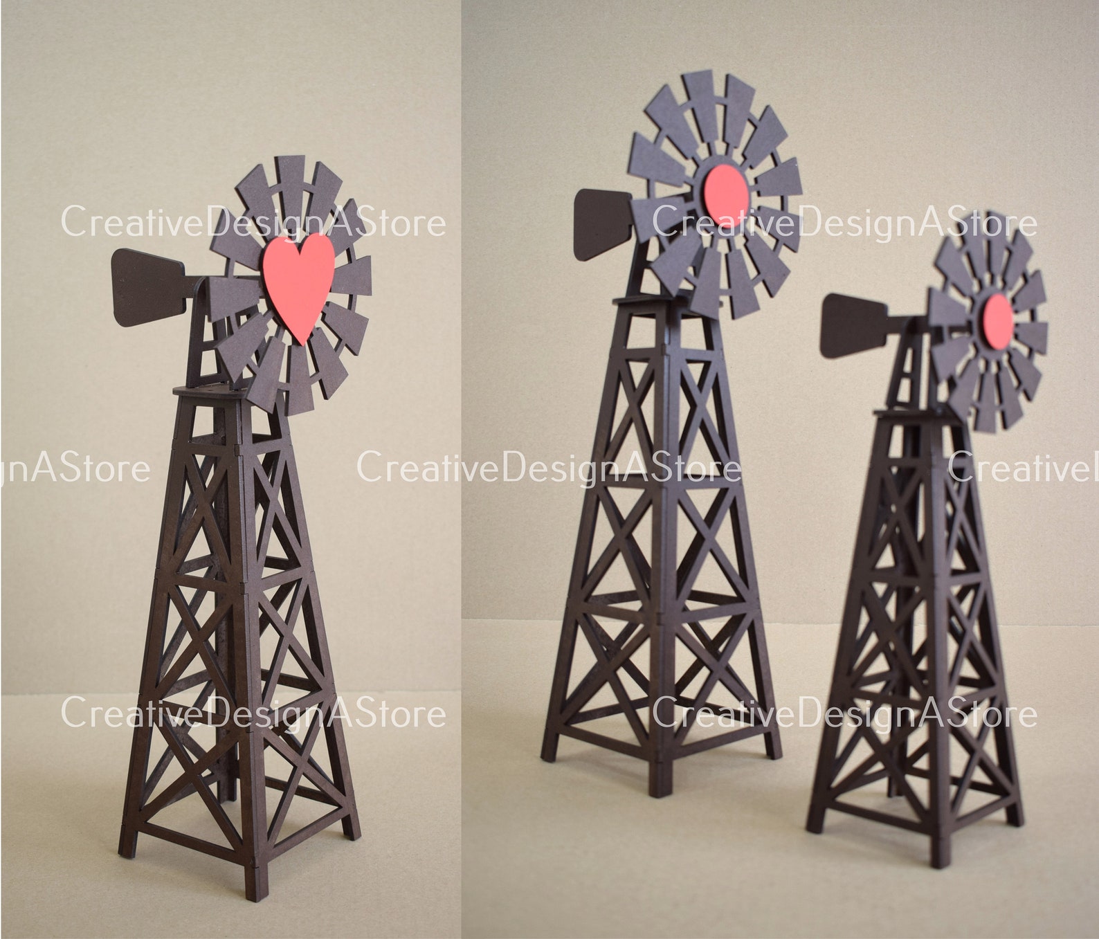 3D Turnable Windmill Puzzle Laser Cut Template DXF SVG CDR File 3 Sizes ...