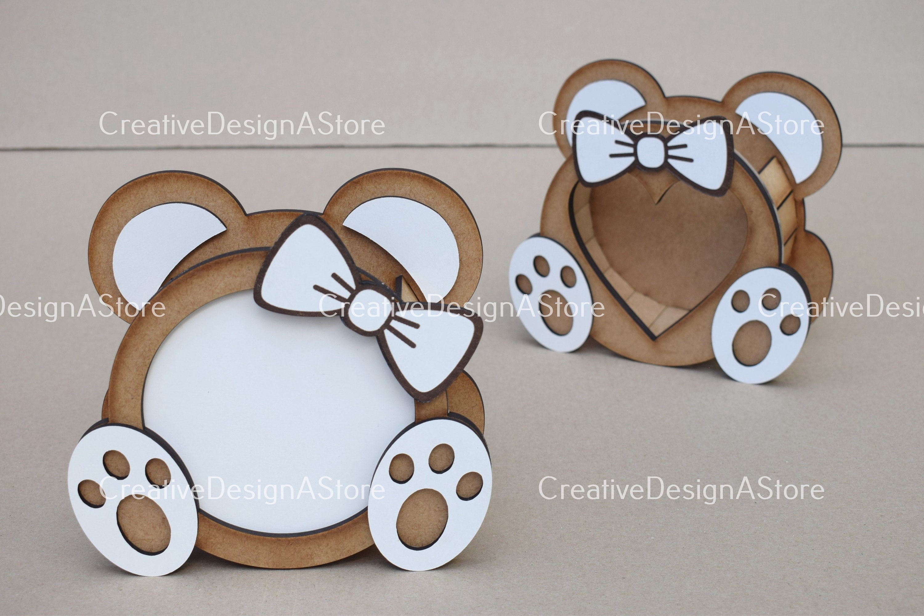 Teddy Gift Box Laser Cut File Template With Window SVG DXF With Heart ...