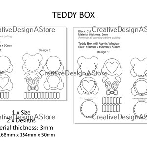 Teddy Gift Box Laser Cut File Template With Window SVG DXF With Heart ...
