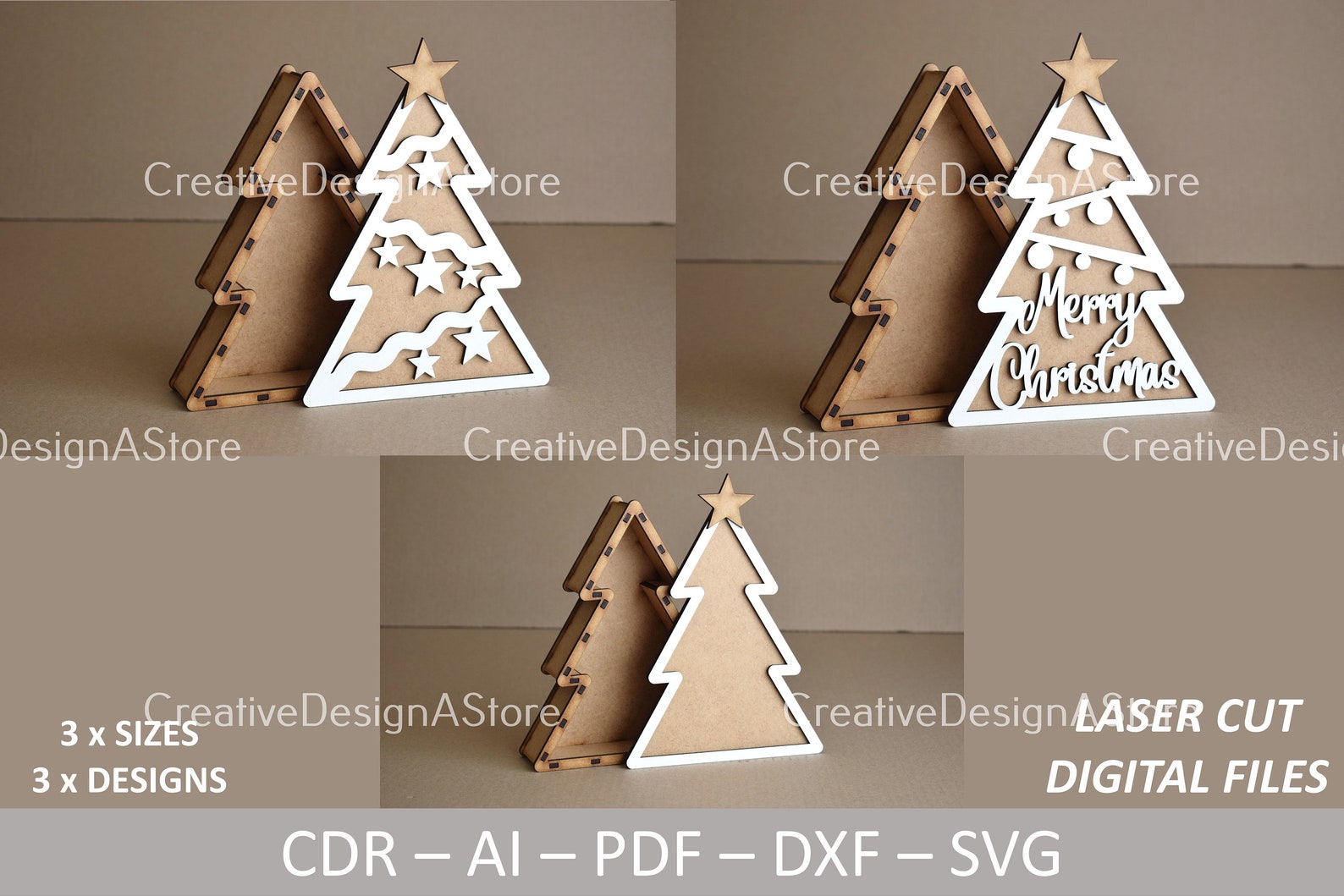 Christmas Tree Gift Box Laser Cut File SVG Template DXF File With 3 ...